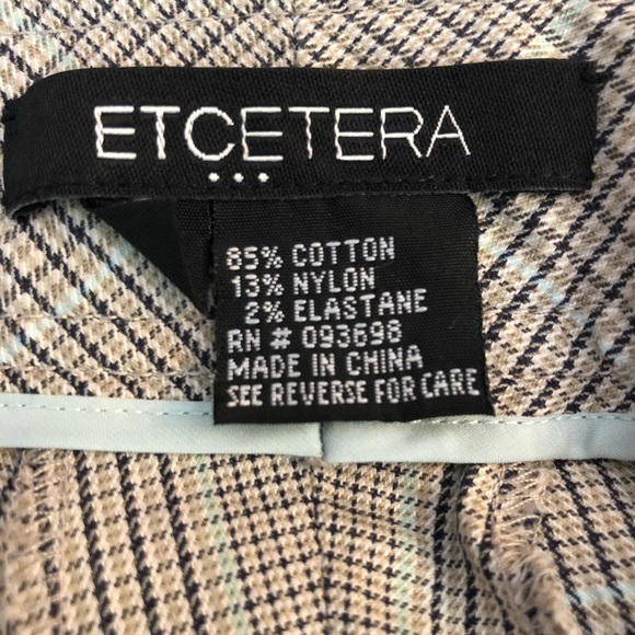 Etcetera | Pants & Jumpsuits | Etcetera Plaid Cotton Blend Stretch ...
